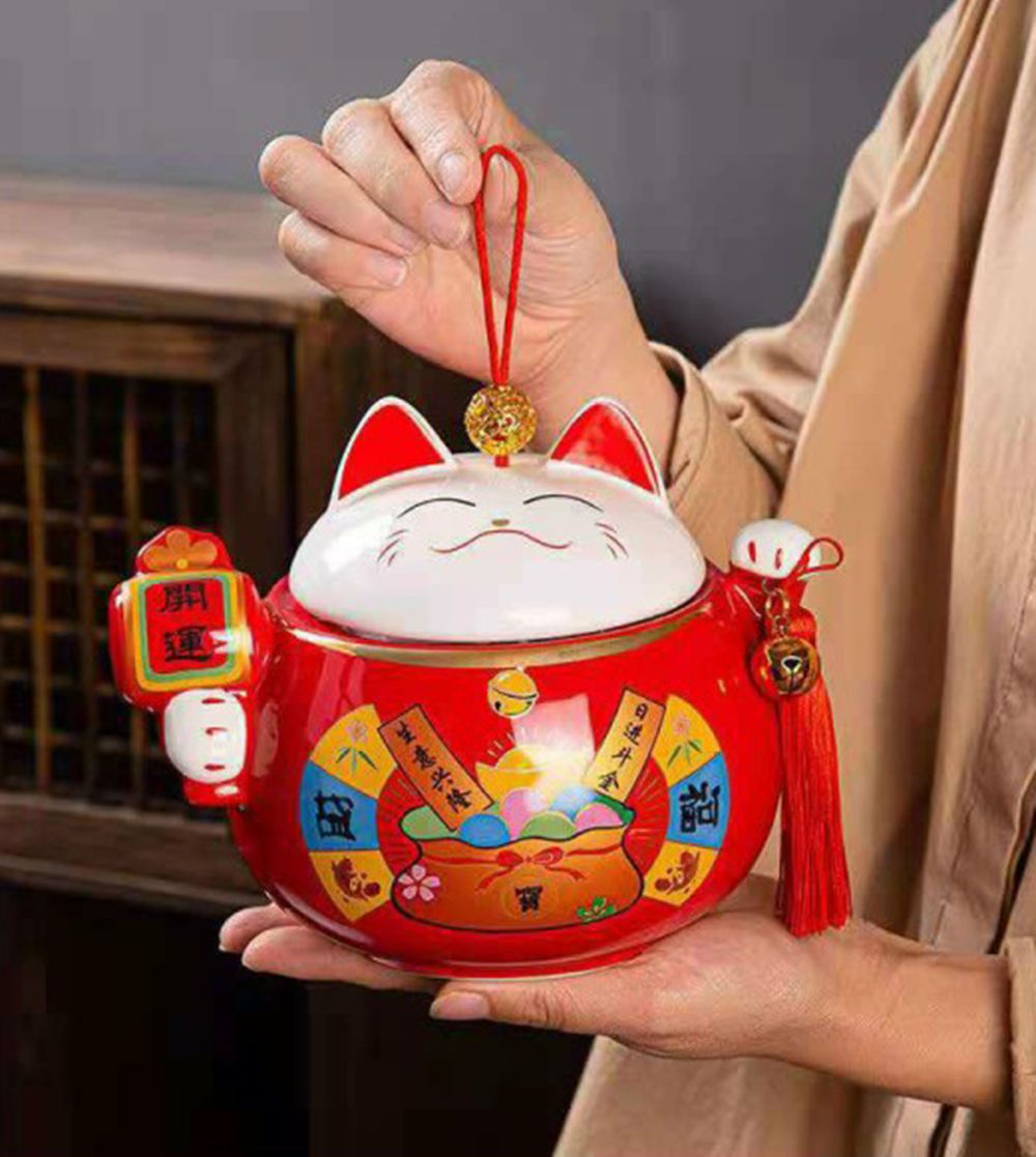 Hộp đựng chè thần tài mẫu đỏ cao 11 cm - cao 18 cm - Mẫu 2 đẹp, giá rẻ